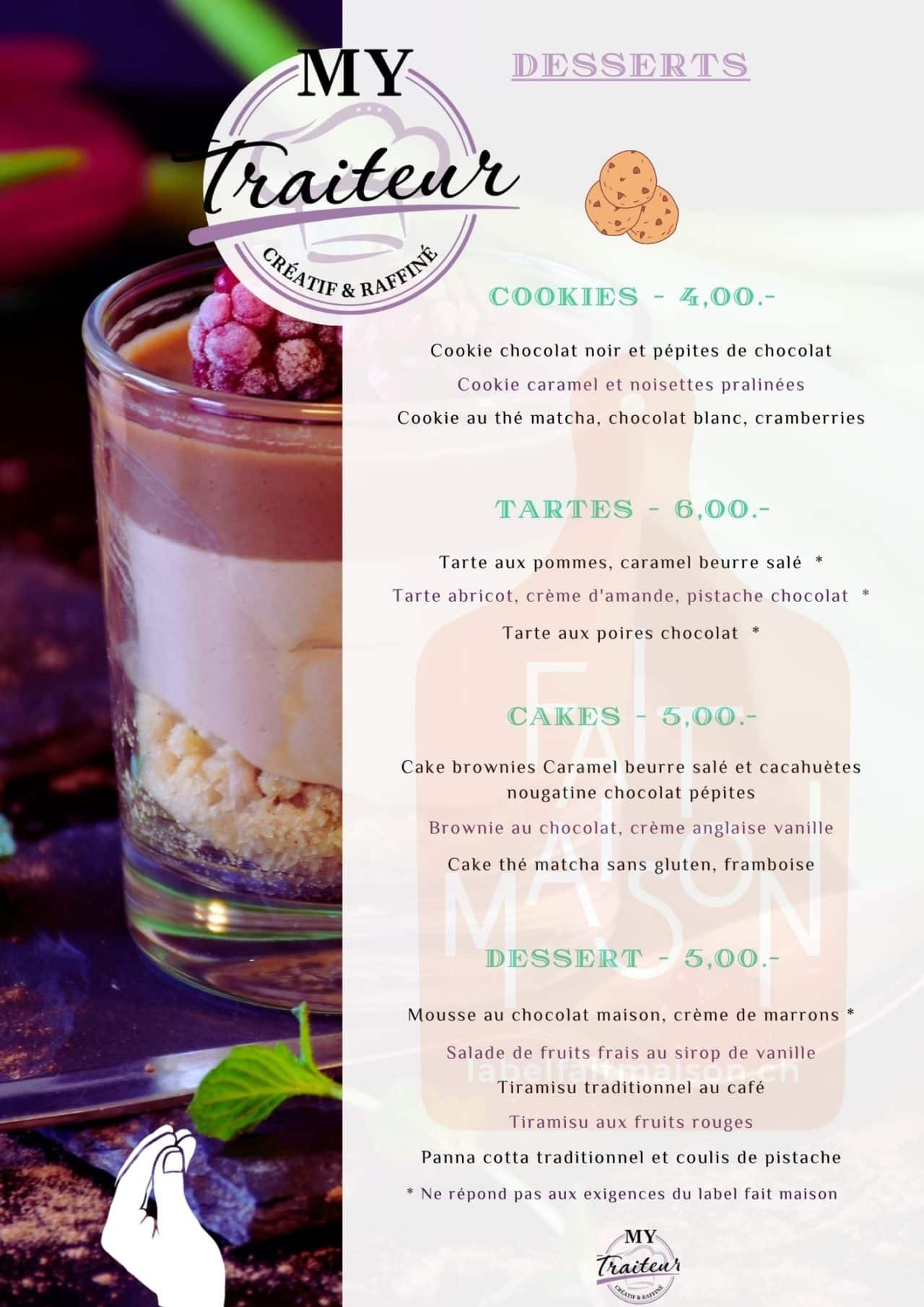 Menu de la semaine | Traiteur à Lausanne - MyTraiteur